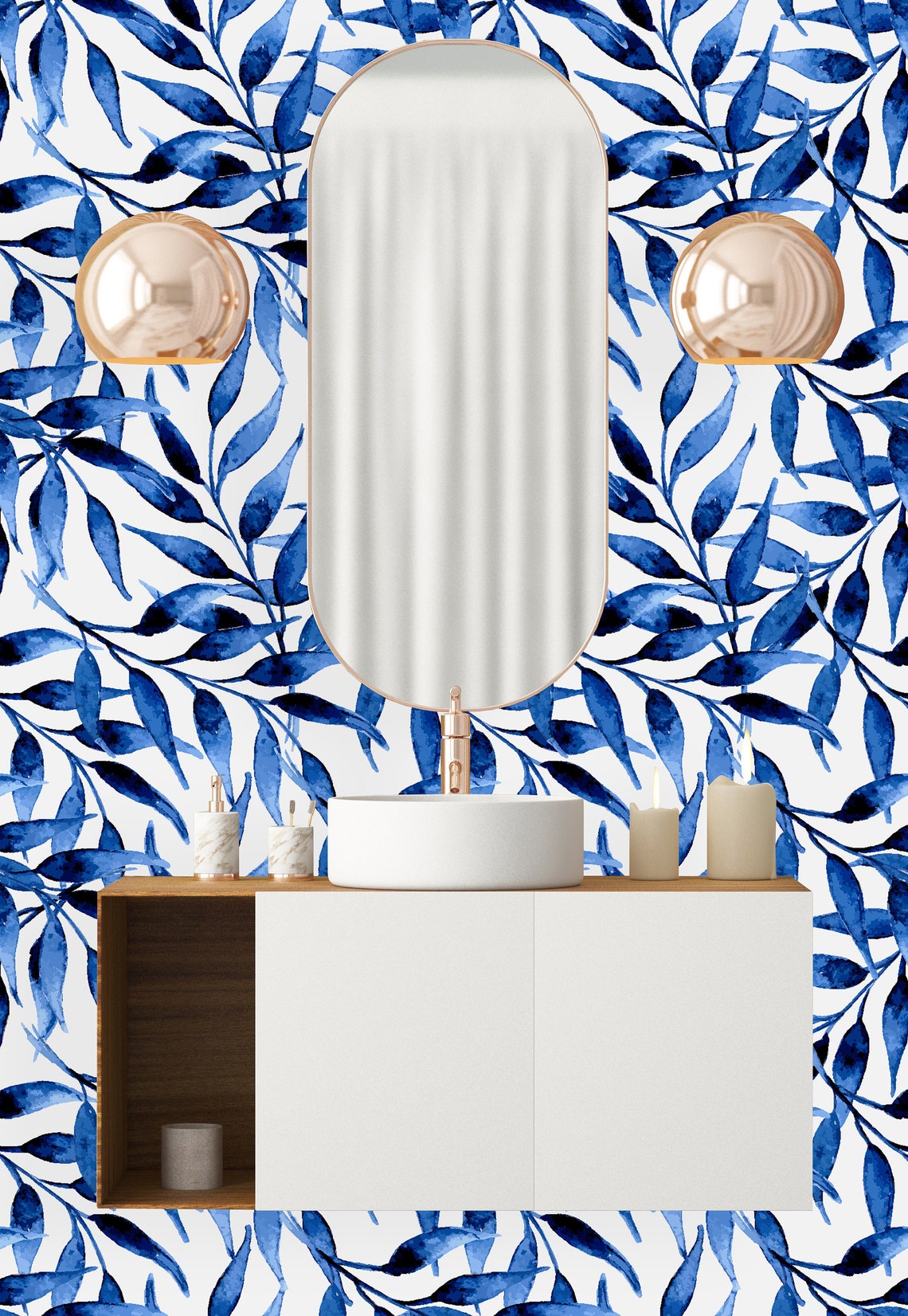Blue Willow Leaves Removable Wallpaper-peel and Stick - Etsy