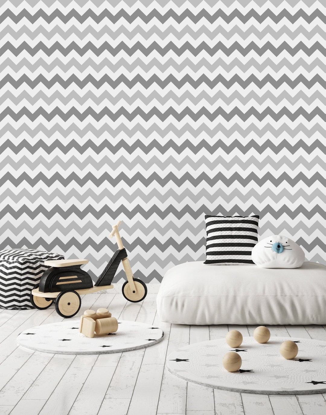 Gray and White Chevrons Removable Wallpaper-peel and Stick Wallpaper ...