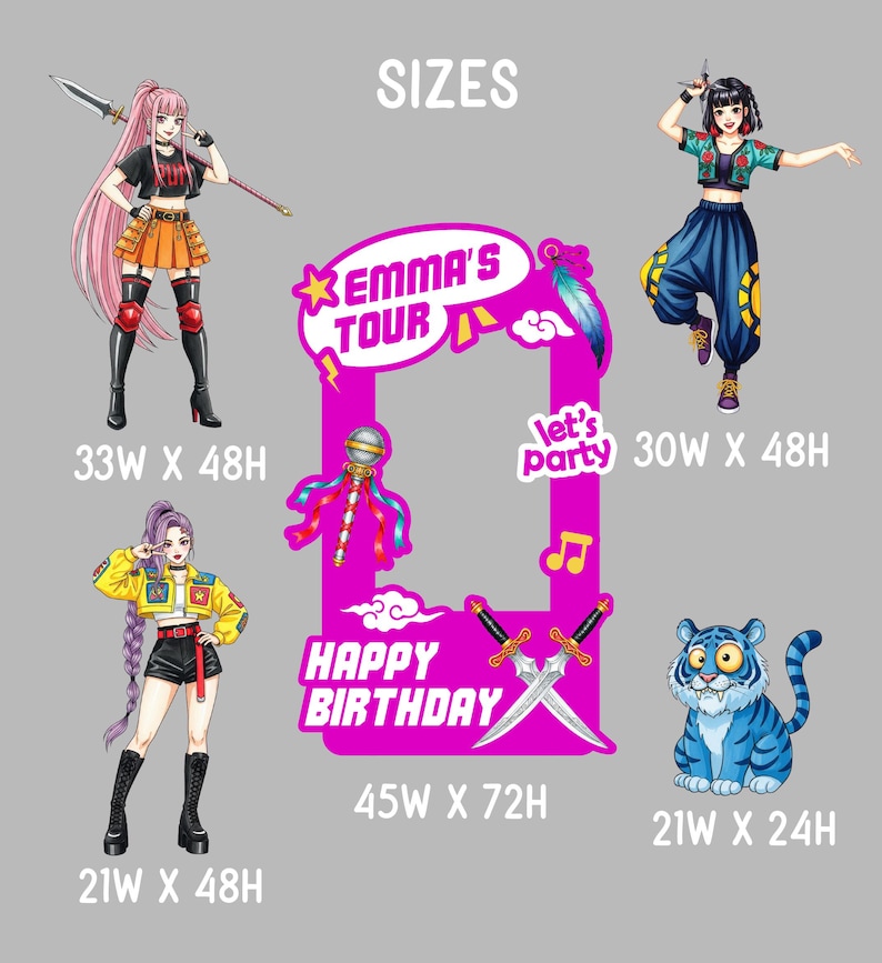 Kpop Demon Hunter Cutout, Sa-ja Girls, Birthday Decoration, Huntrix ...