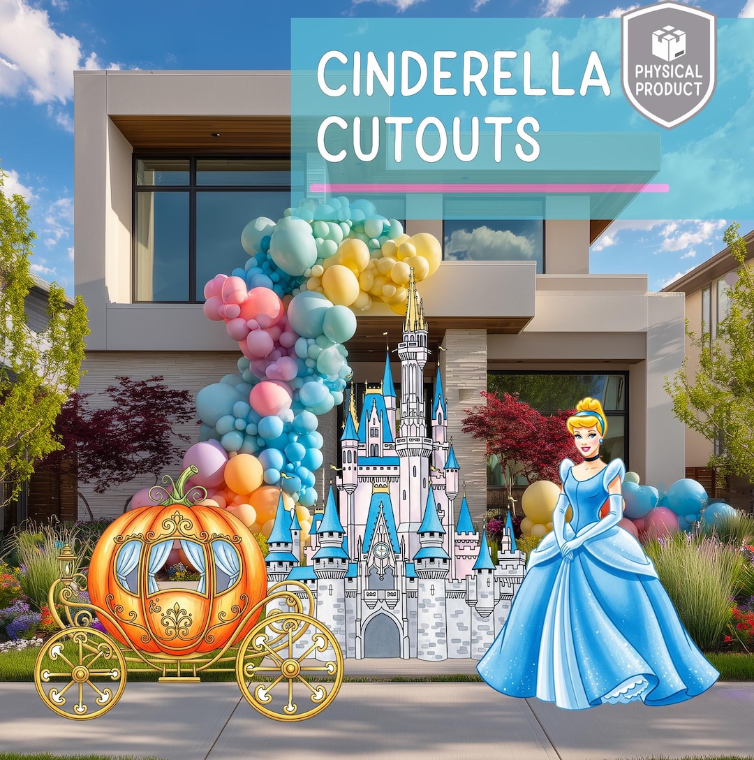 Cinderella Princess Cutouts, Princess Carriage, Castle, Princess Party ...