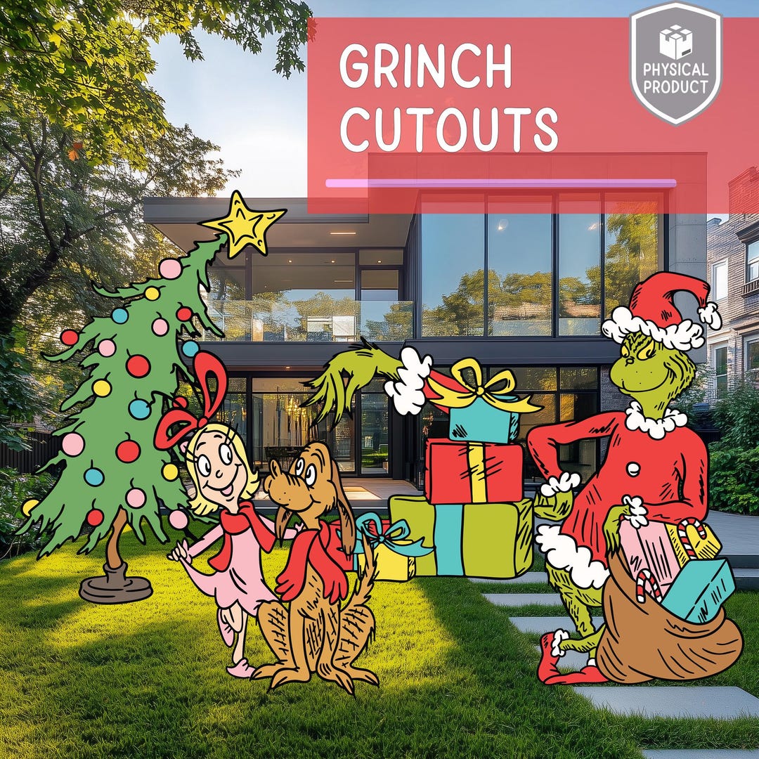 Grinch Cutouts, Lawn Sign, Yard Sign, Christmas Decor, Outdoor ...