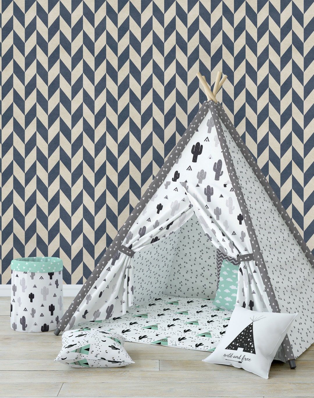 Chevron Pattern Removable Wallpaper-peel and Stick Wallpaper-wall Mural ...