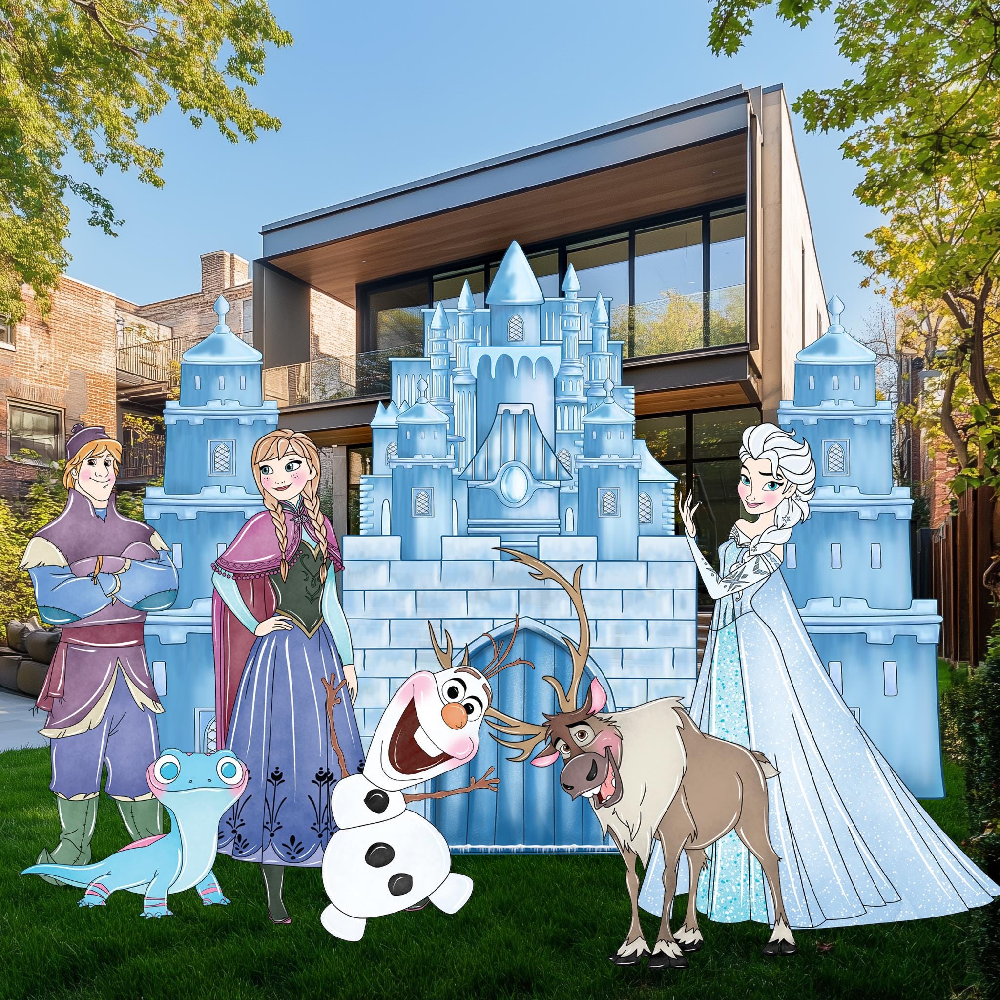 Frozen Cutouts, Elsa, Anna, Princess Party, Yard Sign, Blue Castle ...