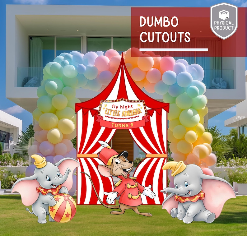 Dumbo Cutouts, Birthday Decoration, Circus Baby Shower, Party Props ...
