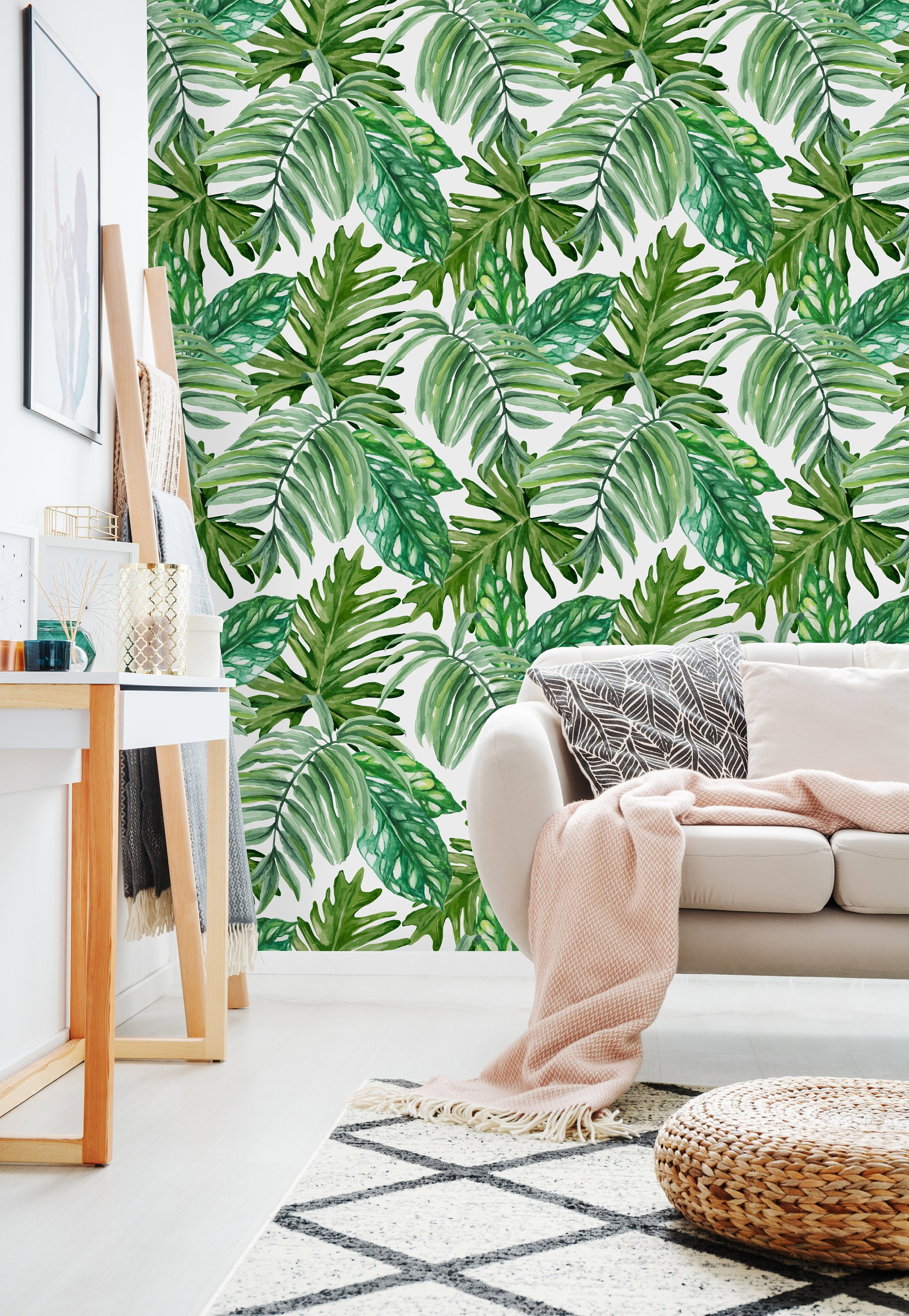 Monstera Palm Leaves Removable Wallpaper-peel and Stick | Etsy