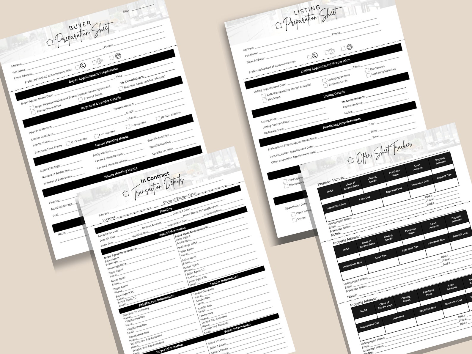Buyer & Seller Sheets | Client Info | Client In-take Sheet | Real ...