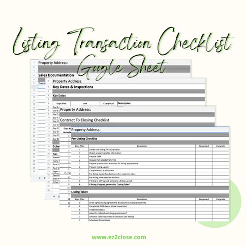 Real Estate Transaction Coordinator Checklist Printable 1 - Etsy