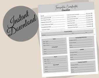 Transaction Coordinator Checklist Real Estate Transaction Checklist ...