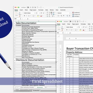 Excel Sheet Buyer Side Transaction Checklist - Etsy