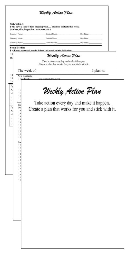Weekly Action Plan for Real Estate Agents | Etsy