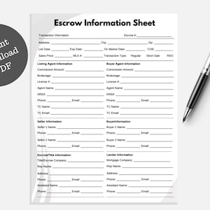 Escrow Information Sheet - Etsy