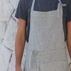 Blue Linen Apron Stonewashed Linen Apron Pure and Handmade Apron Linen ...