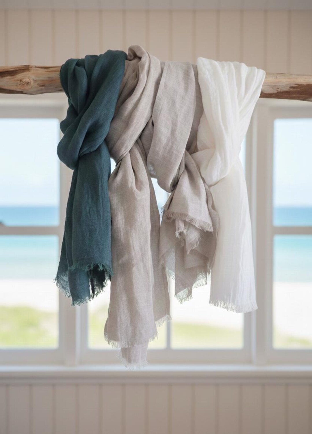Handmade Soft Linen Scarf - Unisex European Style - Gauze Linen Scarves ...