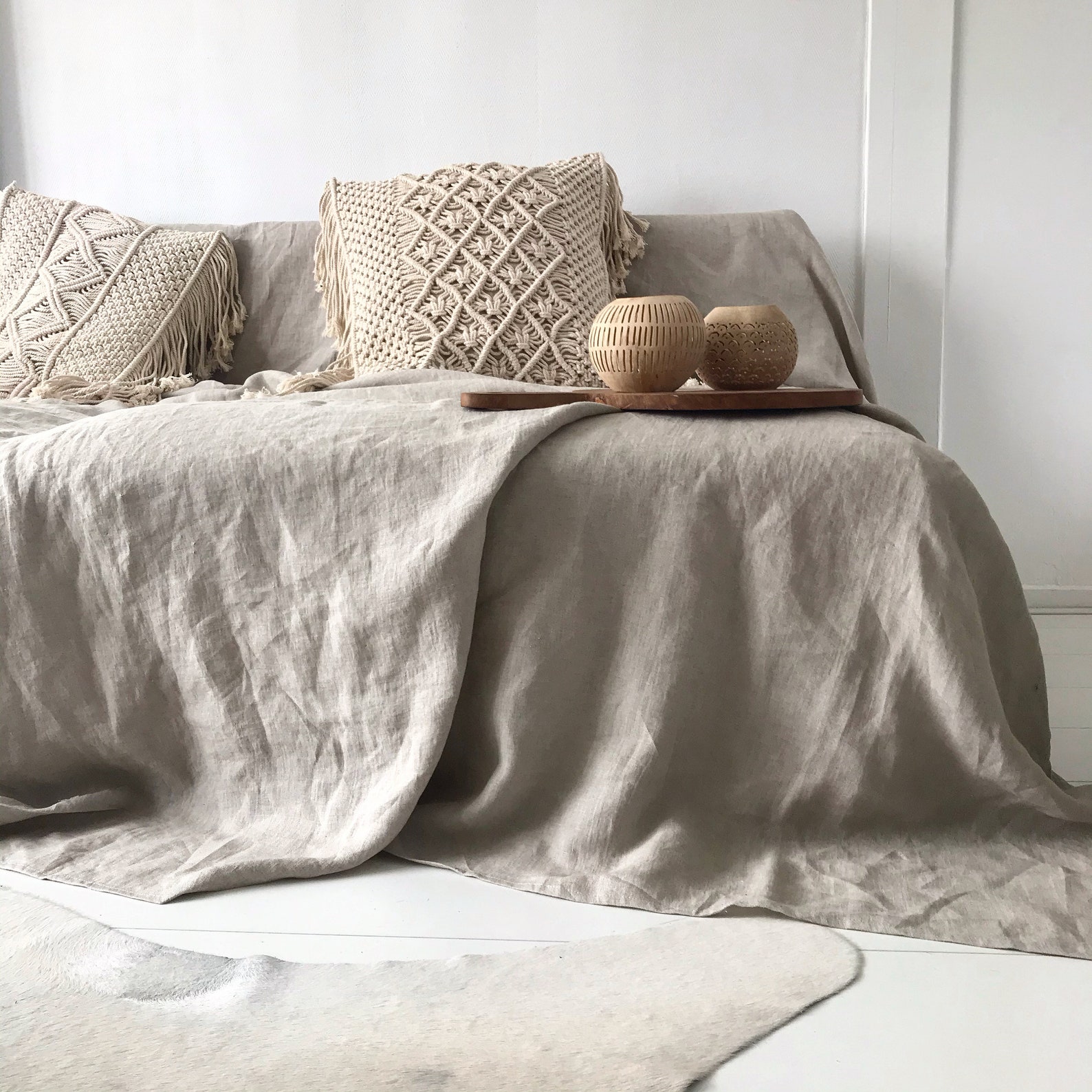 Linen Sofa Cover. Linen Couch Cover. Natural Linen Bedspread. Linen ...