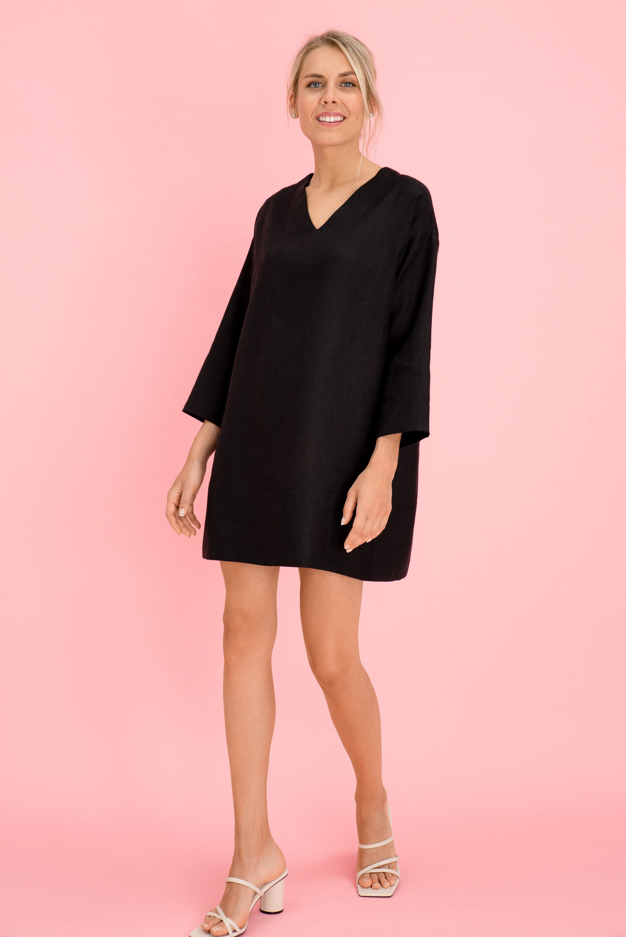 Short Linen Dress. Loose Fit Linen Dress. Elegant Linen Dress. - Etsy