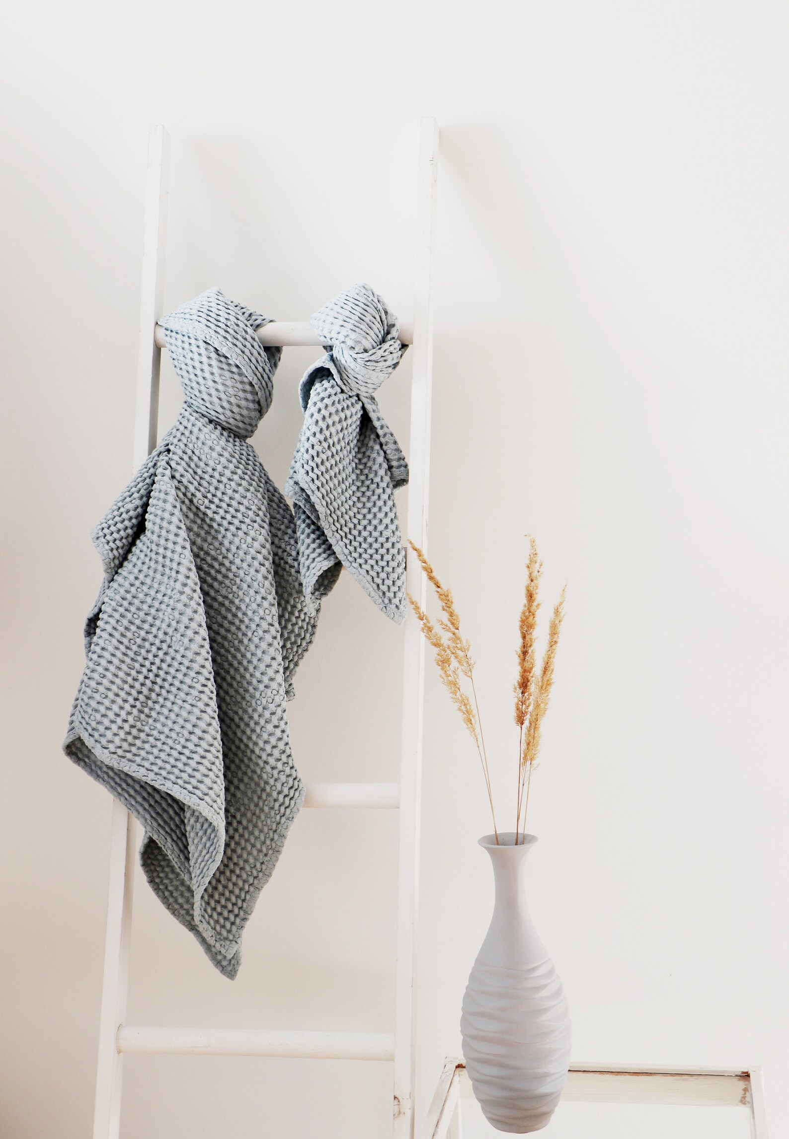 Blue Linen Waffle Towel: Hand Body Linen Towels. Ice Blue - Etsy