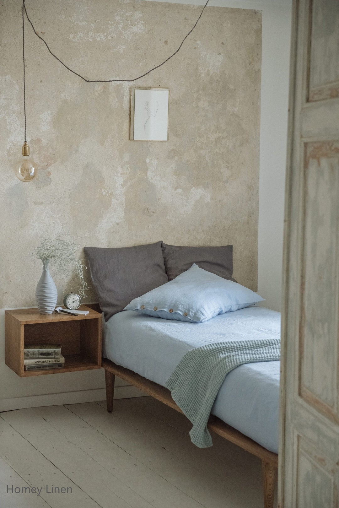 Linen Duvet Cover in Blue. Linen Bedding. Queen Bed Cover. Stone Washed ...