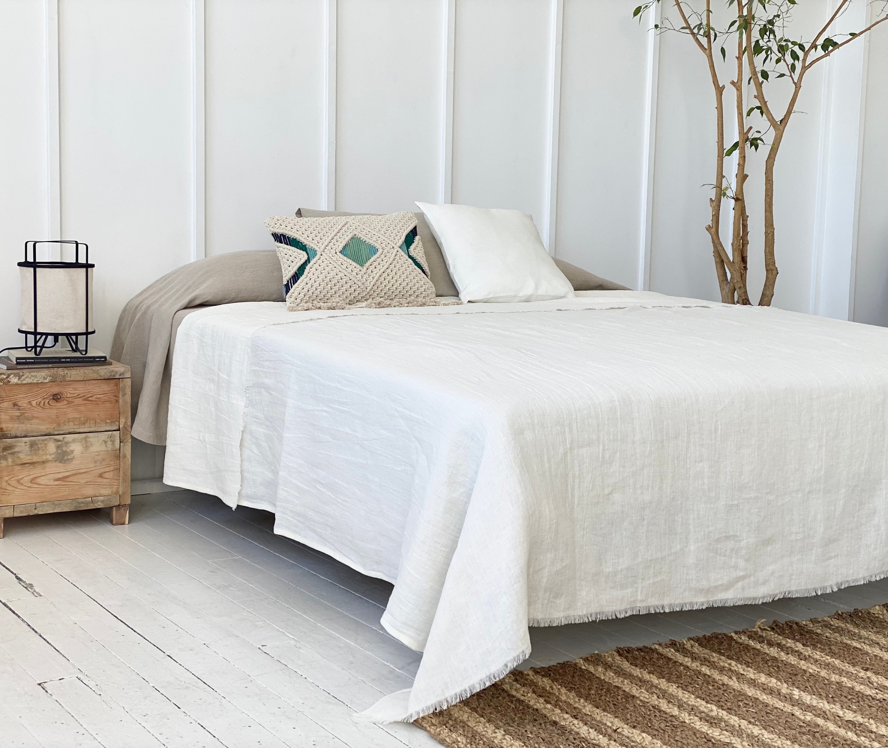 Bedspreads Linen Bedspread Natural Linen Throw With - Etsy