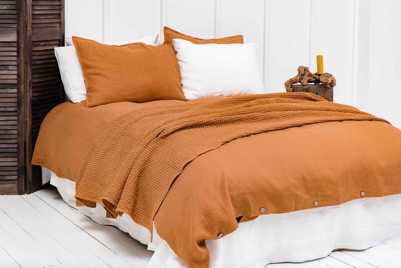 Terracotta Linen Bedding. Stone Washed Linen Duvet Cover. - Etsy