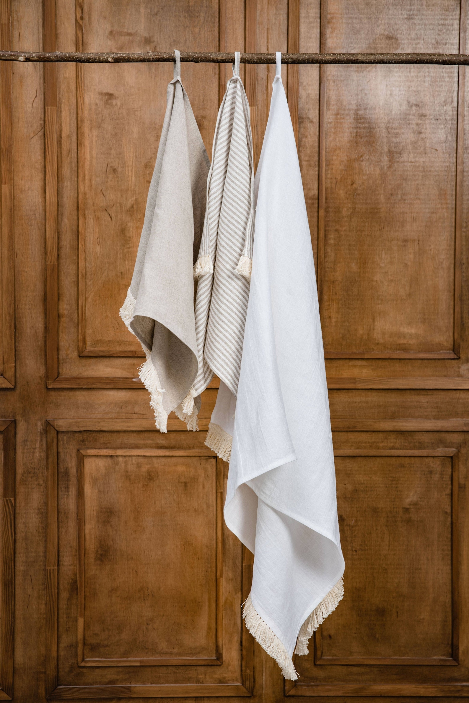 Handmade Linen Bath Towel With Cotton Tassel Fringe - Etsy