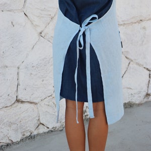 Blue Linen Apron - Stonewashed Linen Apron - Pure and Handmade Apron ...