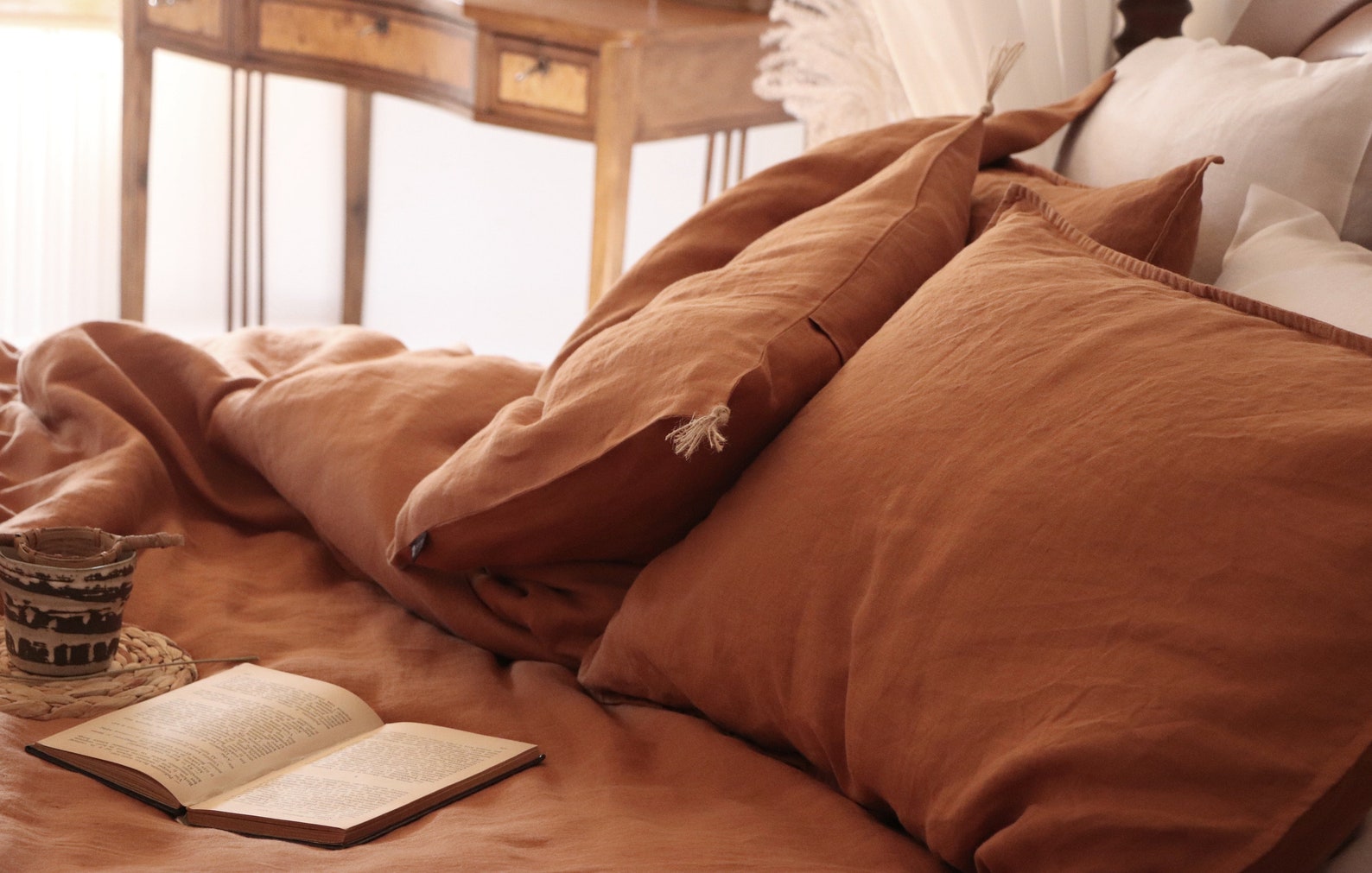 Linen Bedding Set. Terracotta Bedding. Linen Bedding. Linen | Etsy UK