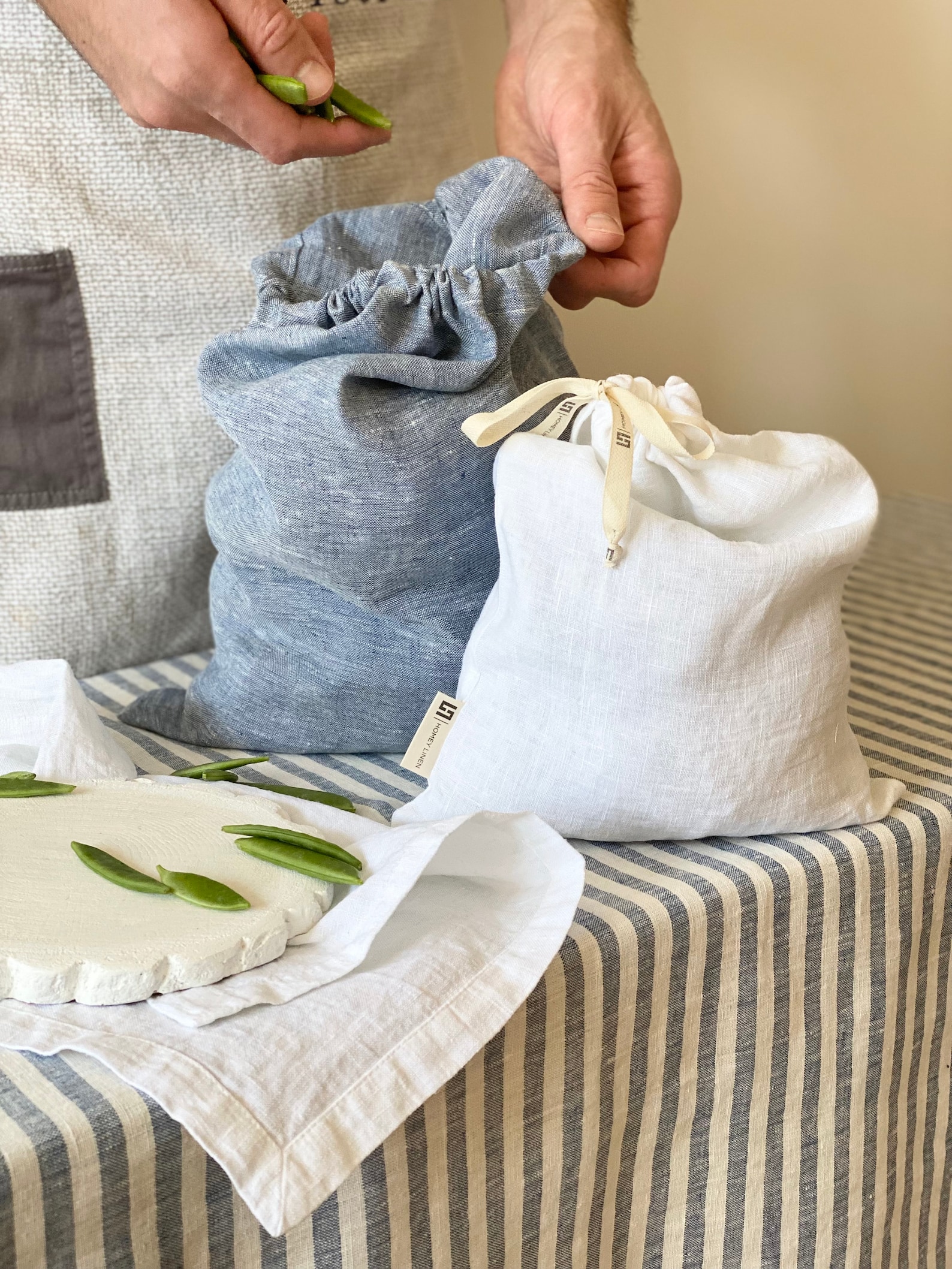 Reusable Linen Bag Linen Bread Bag Bags for Nuts Bag for Herbs Kitchen ...