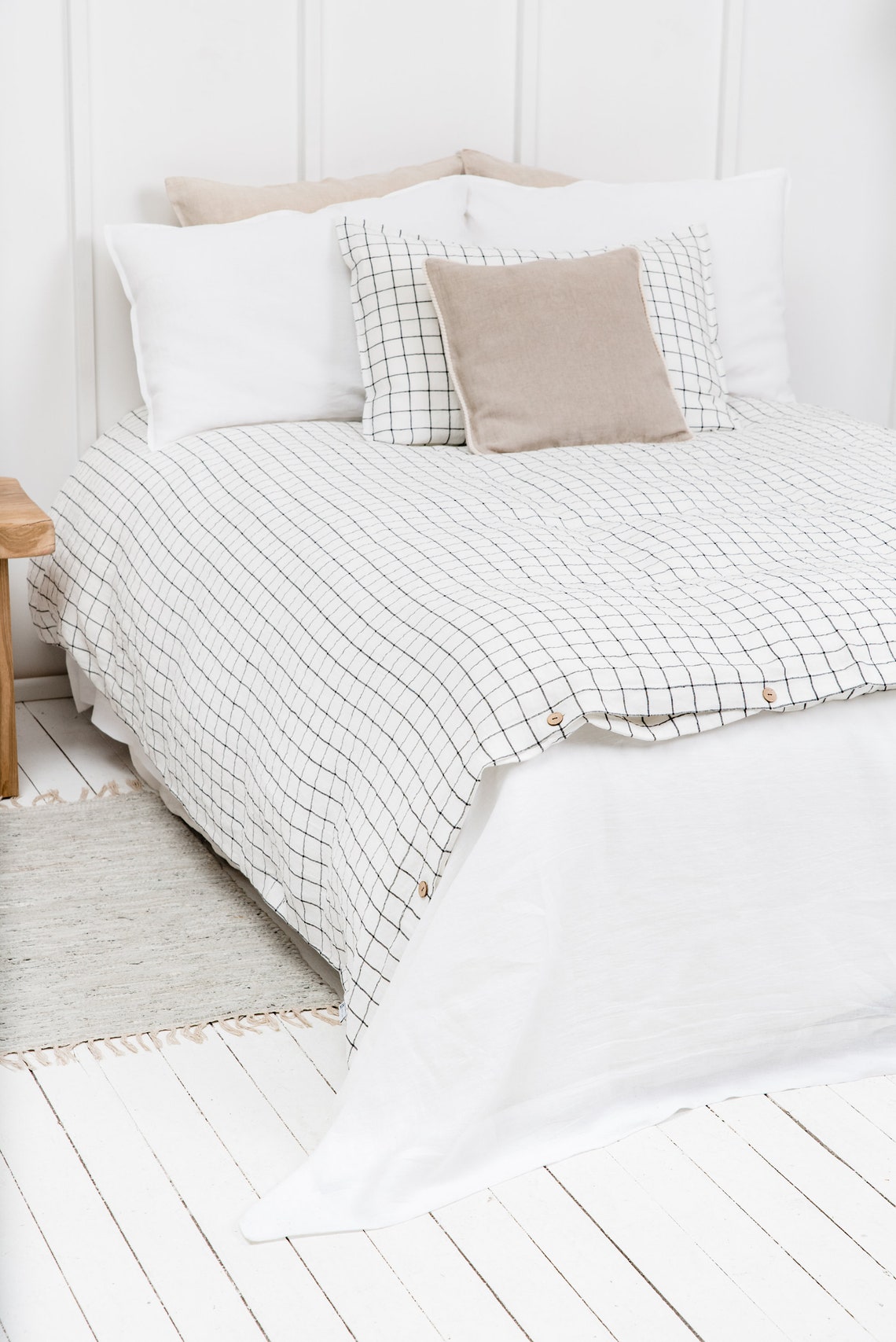 Blue Striped Linen Bedding. Stone Washed Linen Duvet. Nautical | Etsy