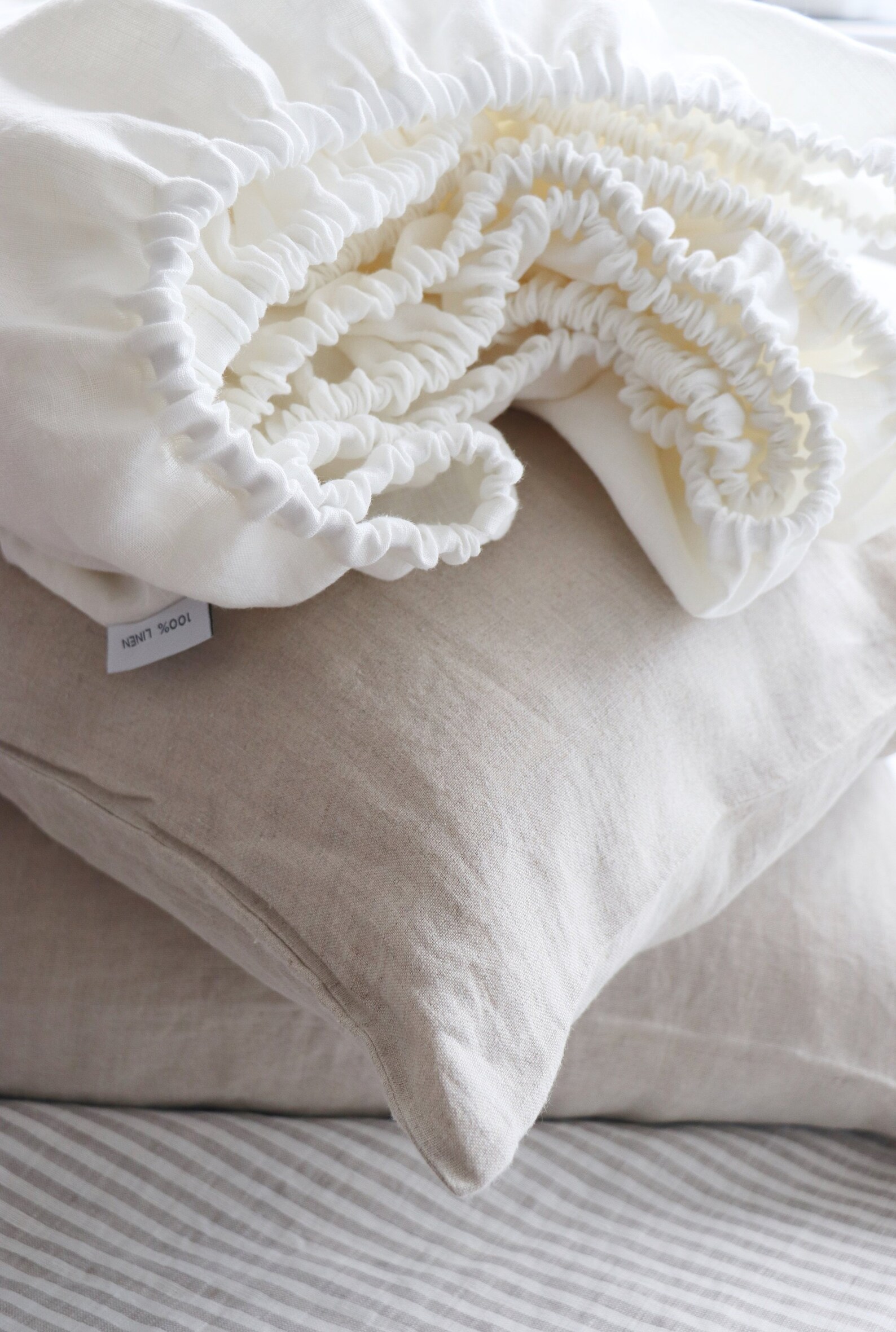 Fitted Linen Sheet in White Color. Stonewashed Linen Fitted - Etsy