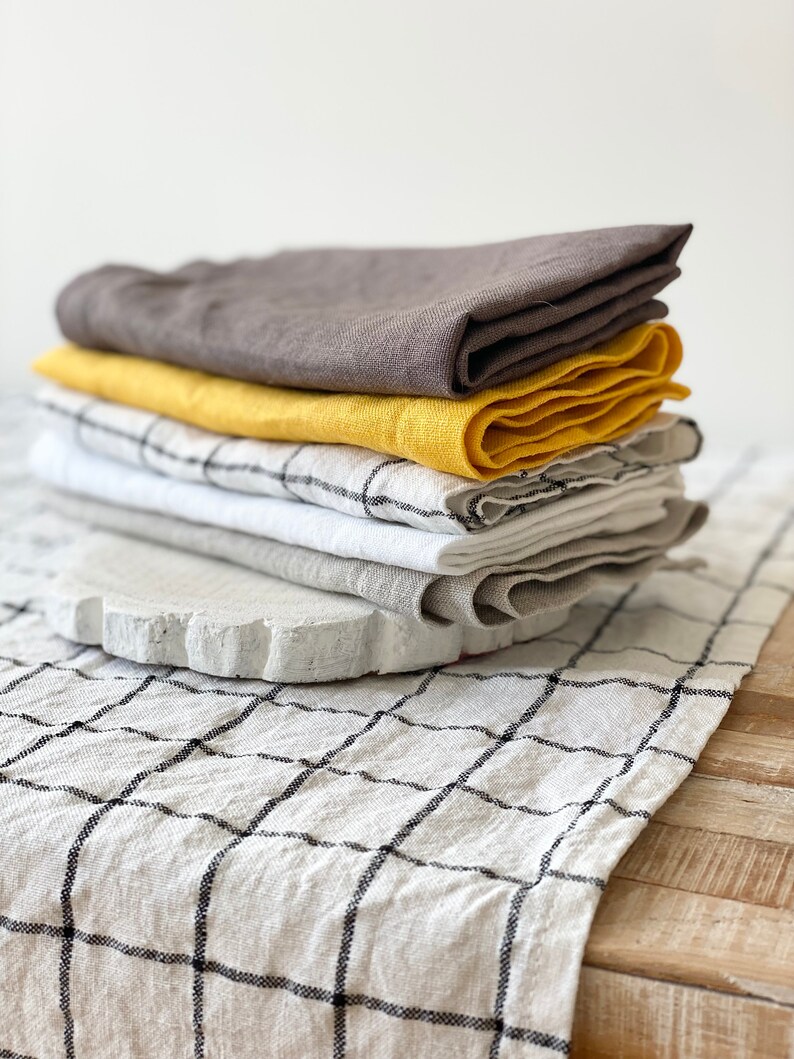 Natural Linen Napkins - Washed Heavyweight Linen Napkin - Yellow Dining ...