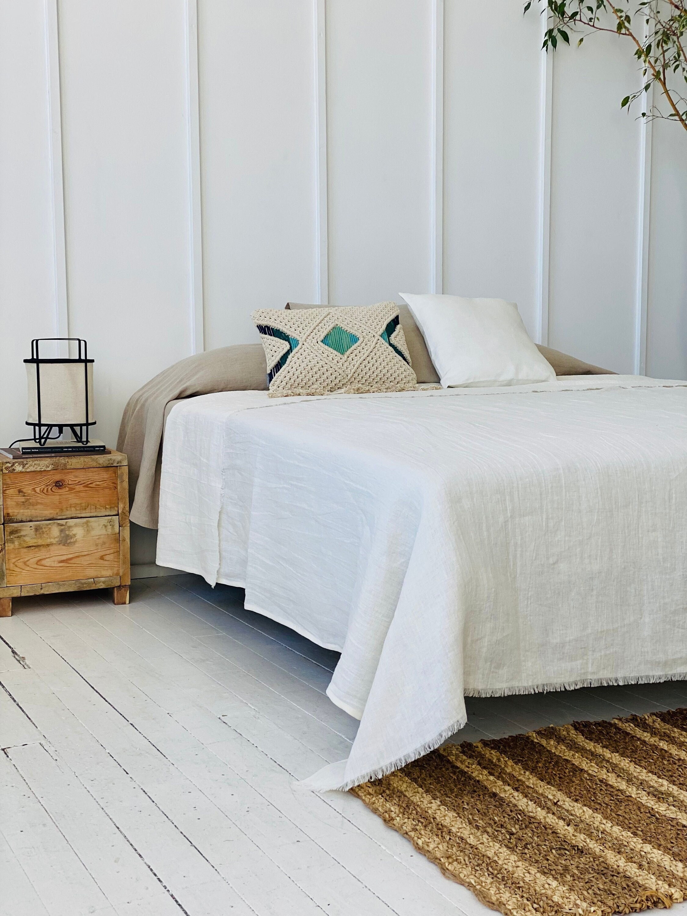 Bedspreads Linen Bedspread Natural Linen Throw With - Etsy