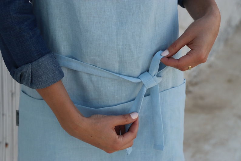 Blue Linen Apron Stonewashed Linen Apron Pure and Handmade | Etsy