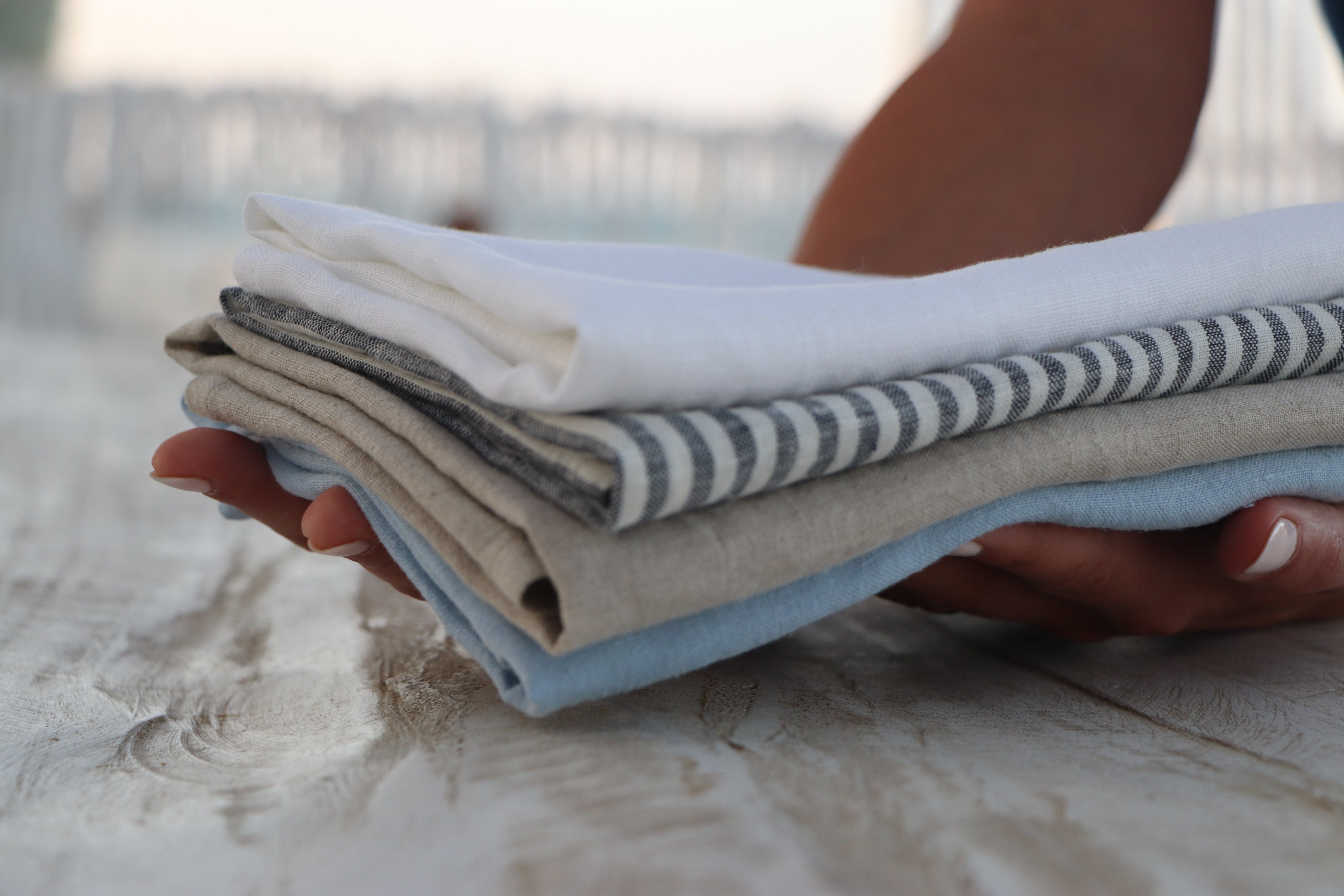 Linen Napkins Stone Washed Linen Napkins in light blue color | Etsy