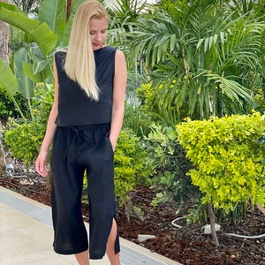 Linen Top. Linen Tank Top. 100% Pure Linen Open Back Crop Top. Linen ...