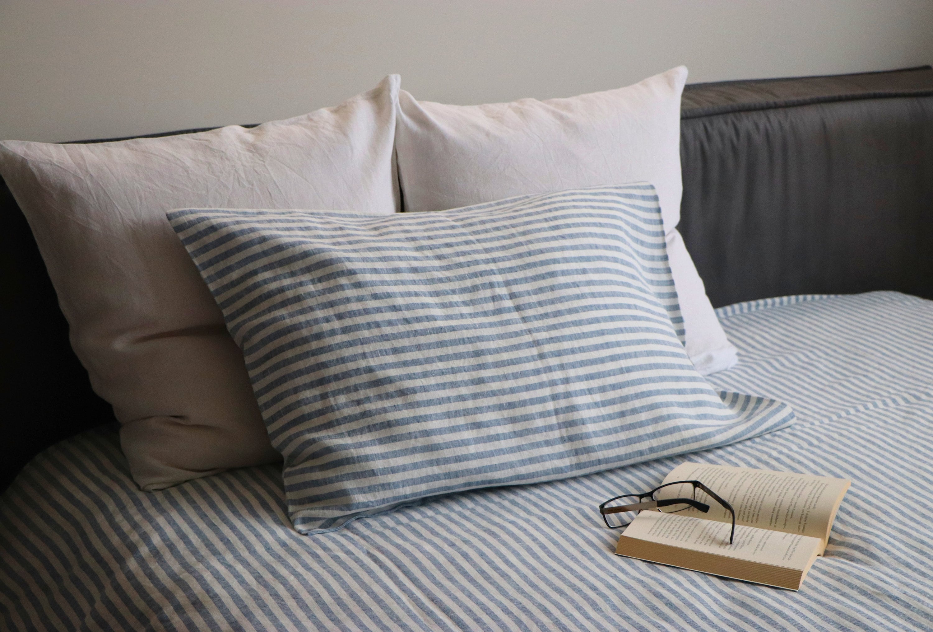 Blue Striped Linen Bedding. Stone washed Linen Duvet. Nautical | Etsy