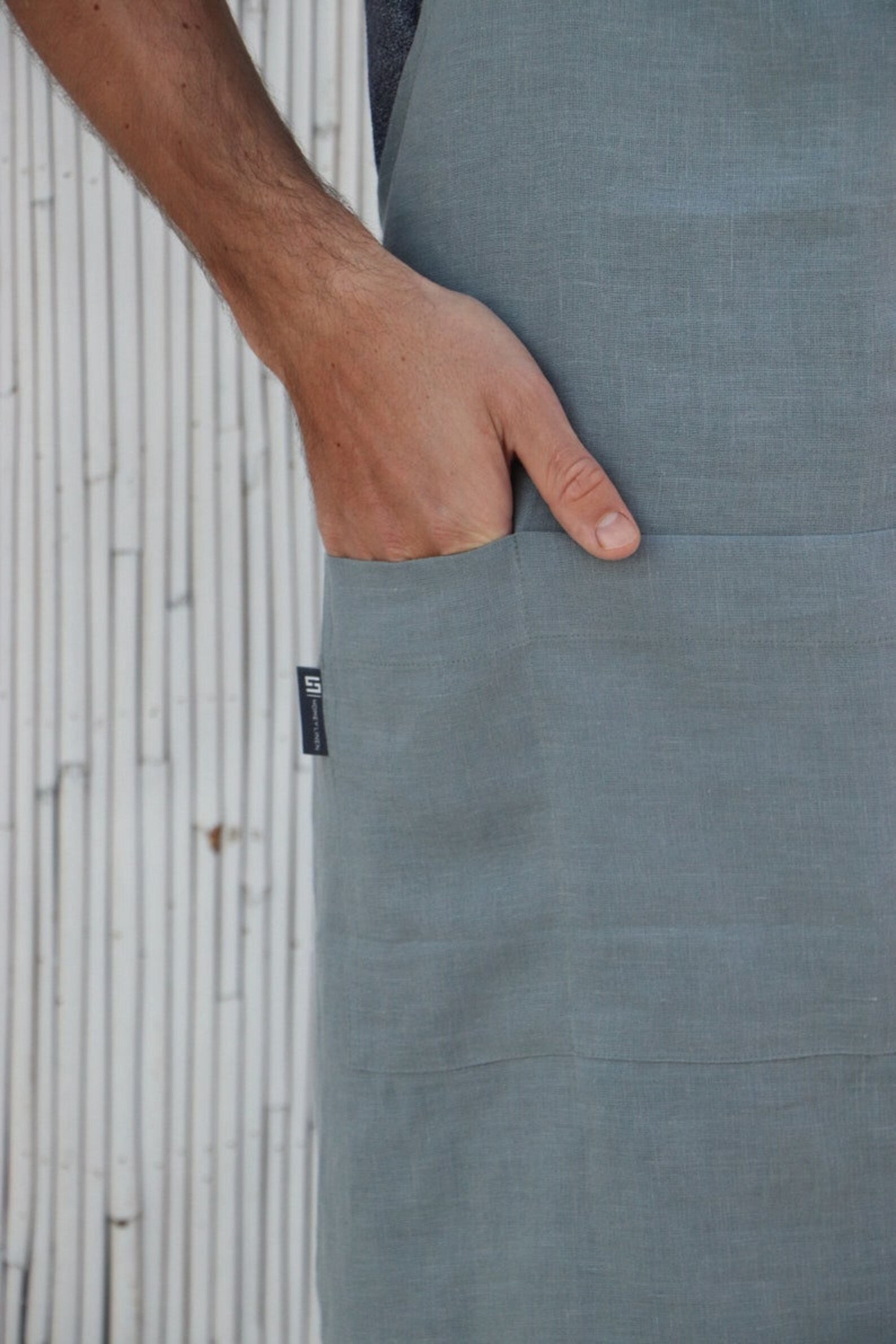 Blue Linen Apron Stonewashed Linen Apron Pure and Handmade | Etsy