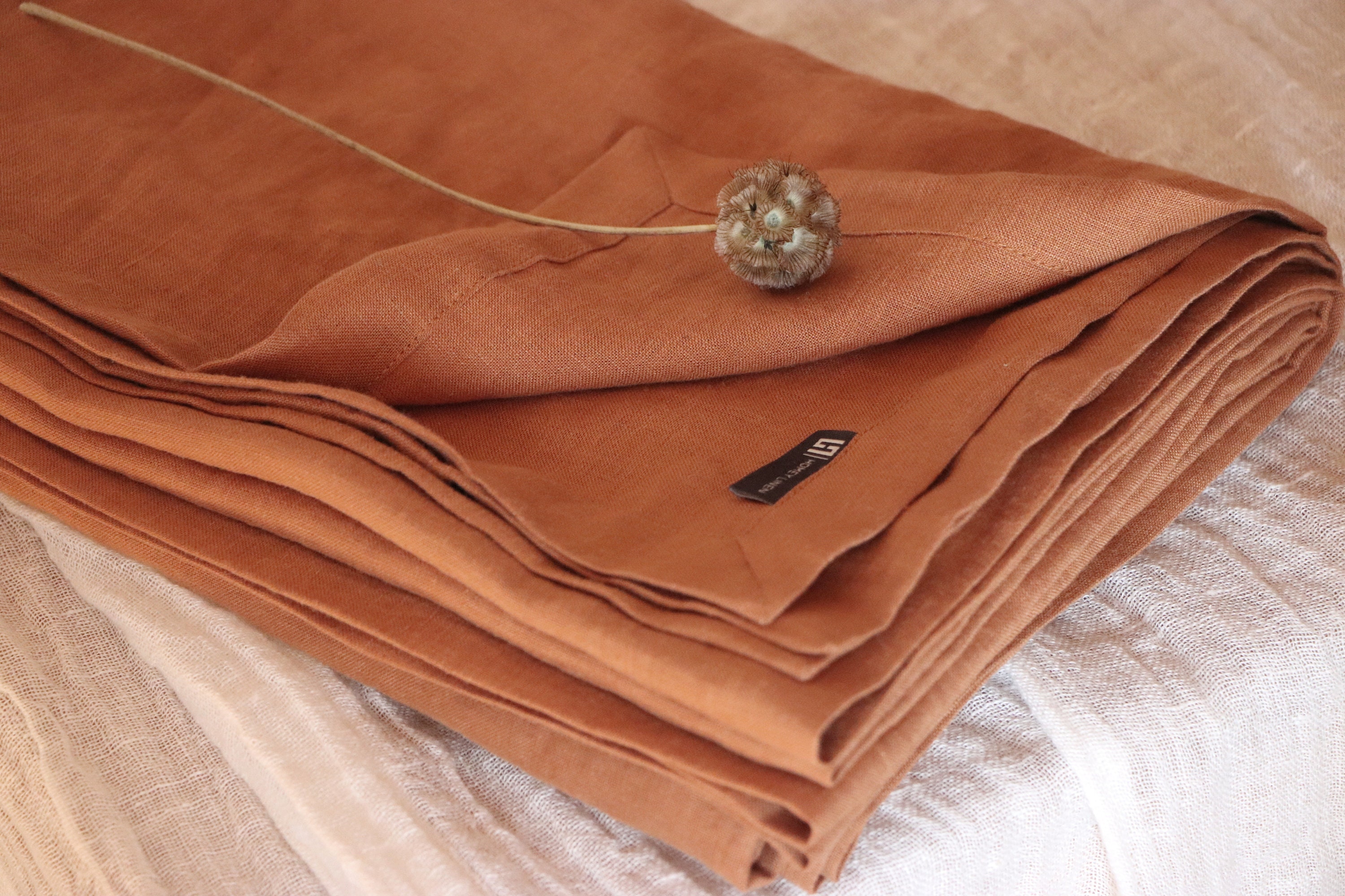 Washed Linen Tablecloth. Terracotta Linen Table Cloth. Table - Etsy