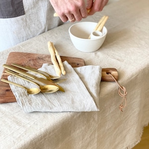 Raw Edge Natural Linen Tablecloth. Linen Tablecloth. Linen Farm Style ...