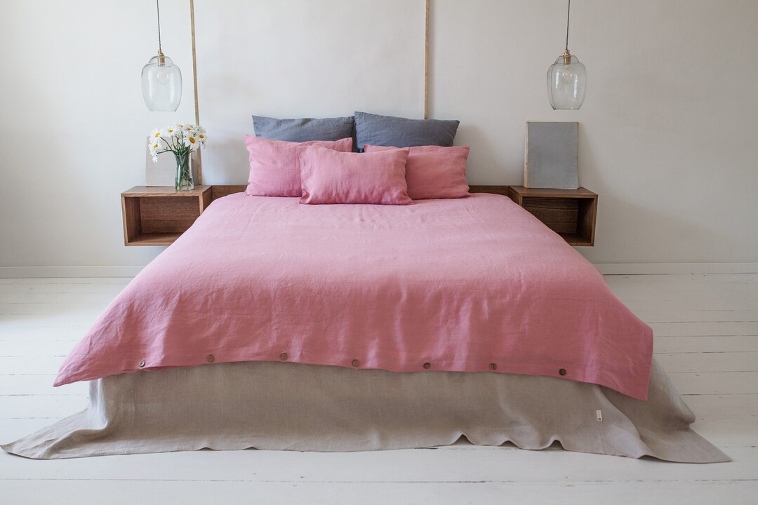 100% Linen Bedding - Linen Duvet Cover - Pure Linen Pink Duvet Cover ...
