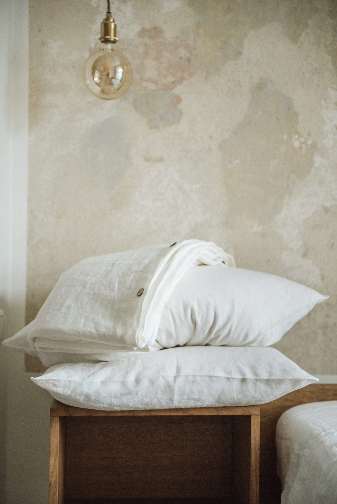 Off White Linen Bedding Set. Linen Duvet Cover and 2 Pillow - Etsy