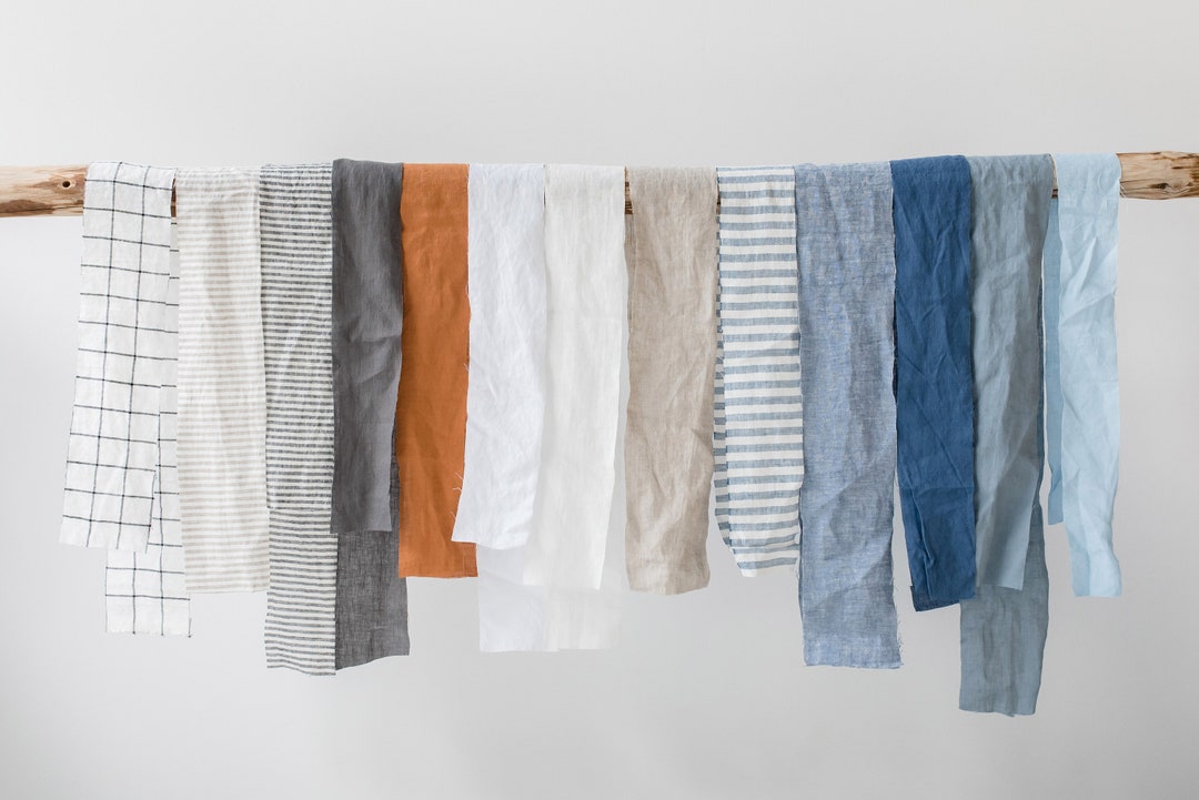 Linen Fabric Sample Set of 2 Colors. Pure 100% Linen, Softened ...