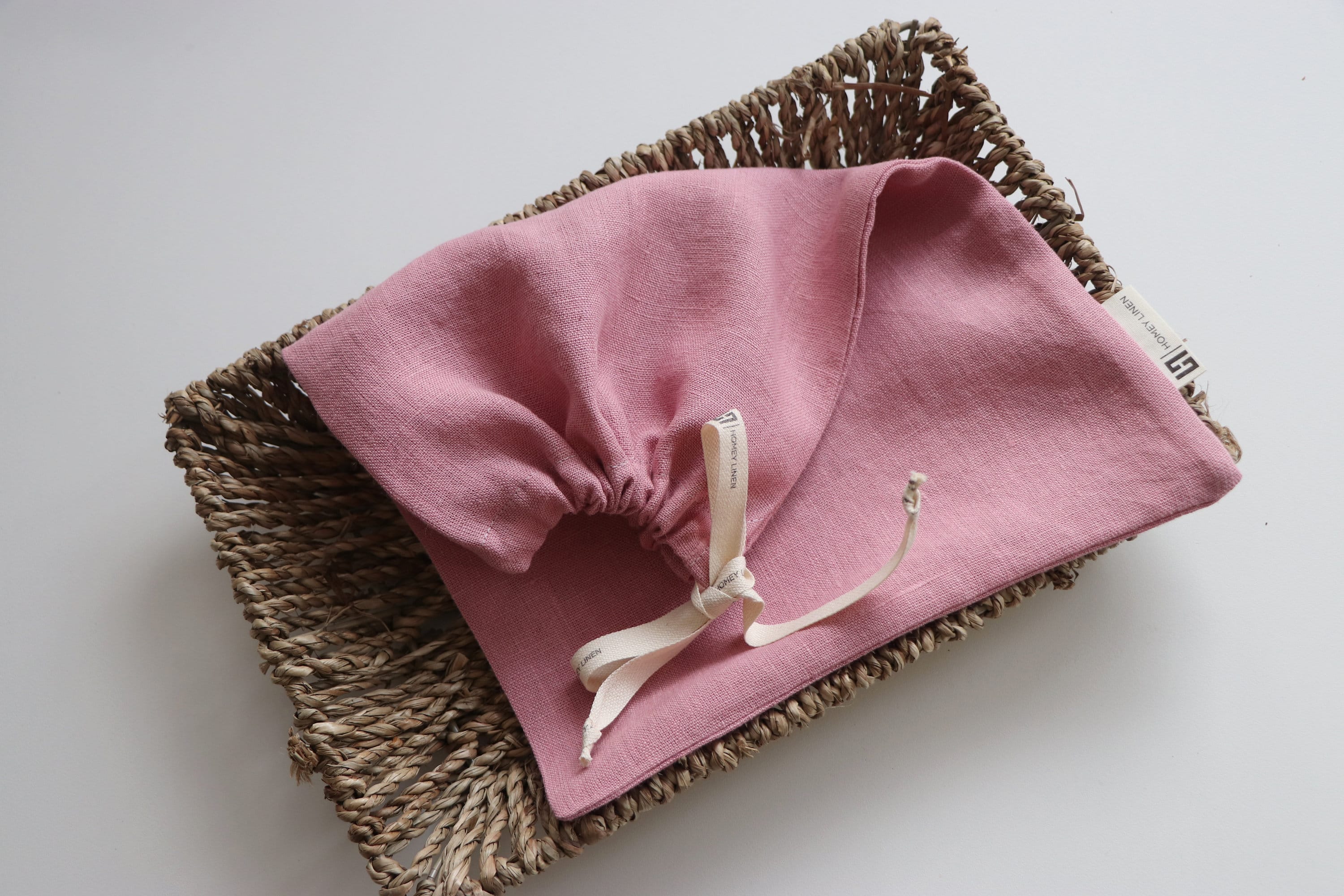 Linen bread bag. Pink zero waste reusable produce bags. Linen | Etsy