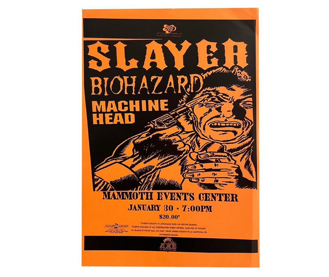 Slayer Concert Poster / Live With Biohazard and Machine Head / - Etsy