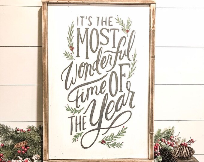 Its the Most Wonderful Time of the Year Framed Wood Christmas Sign - Etsy
