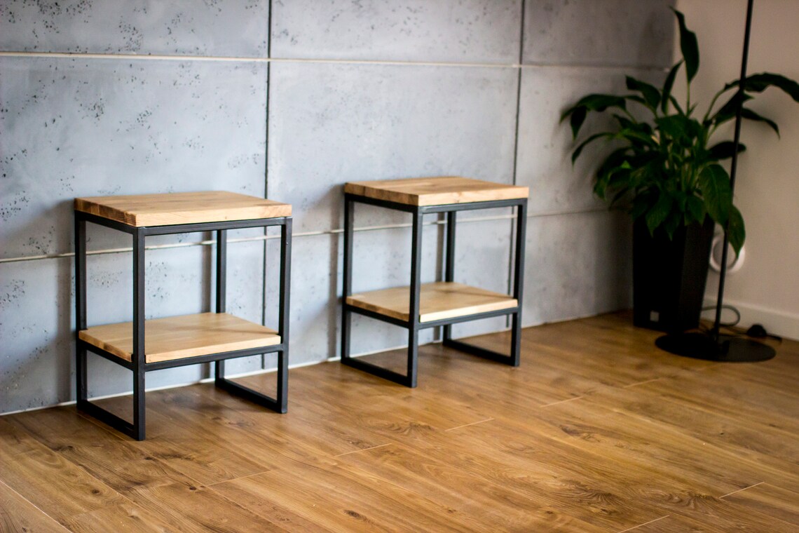 Simple Industrial Nightstand / Bedside Table - Etsy