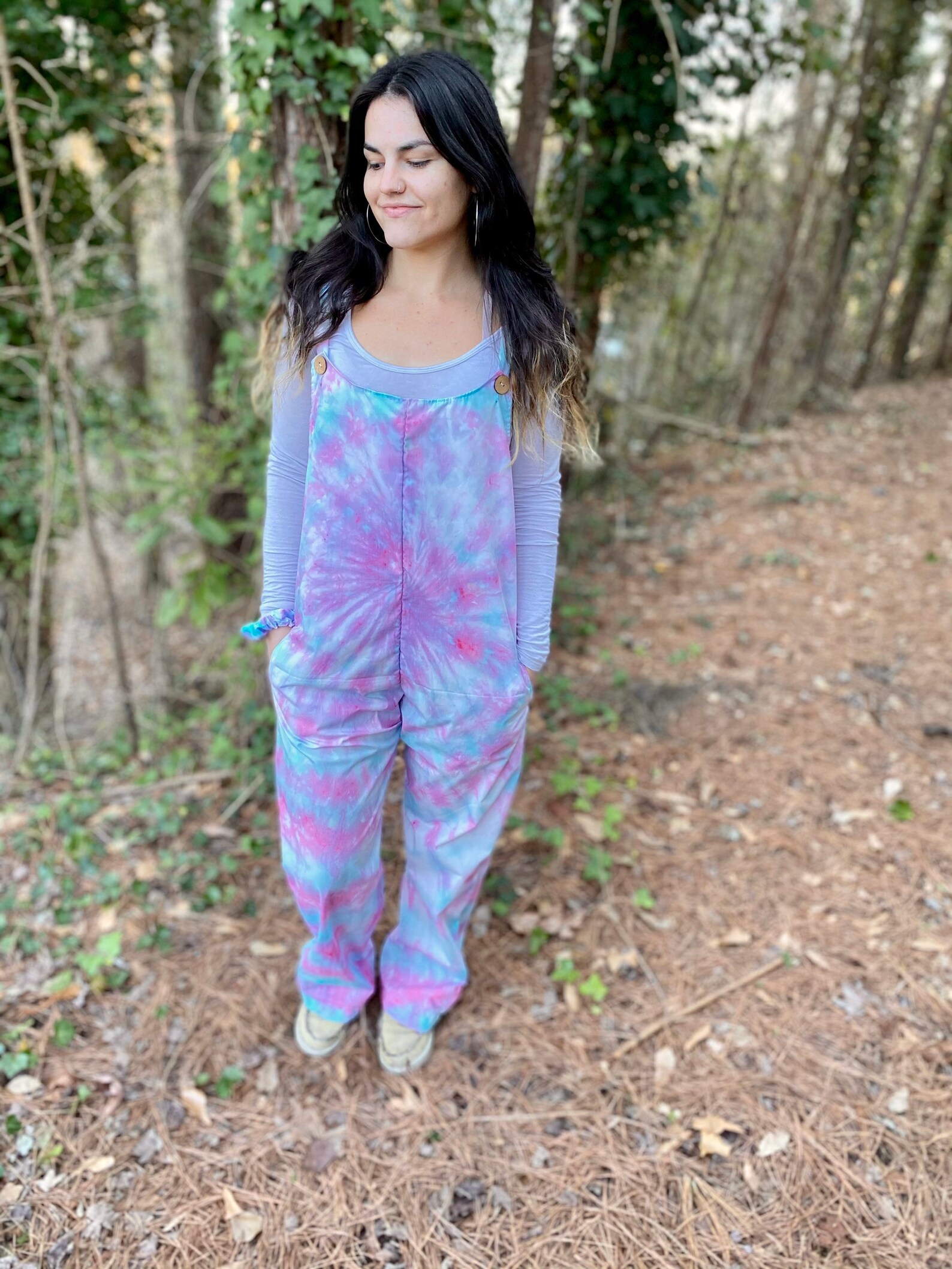 Pastel Jumpsuit, Pastel Overalls, Pink and Teal Overalls, Handmade ...