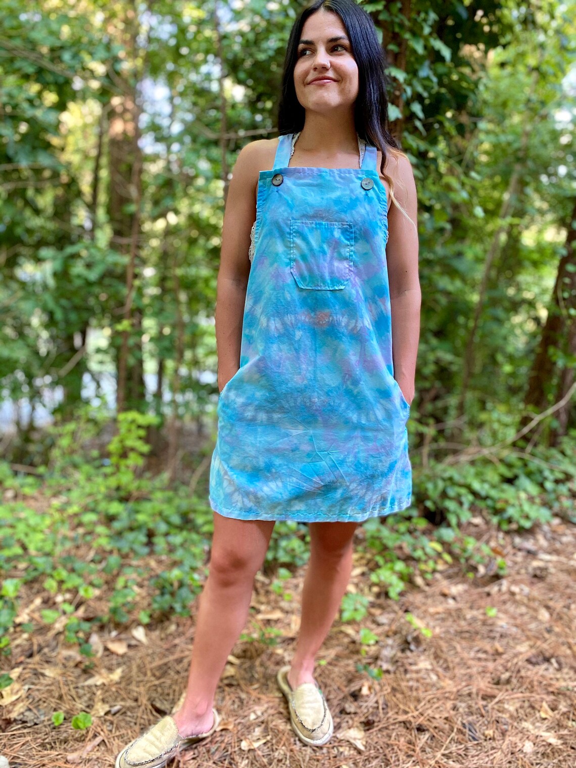 Wavy Overall Dress, Tie Dye Overall Dress, Handmade Overall Dress, Boho ...