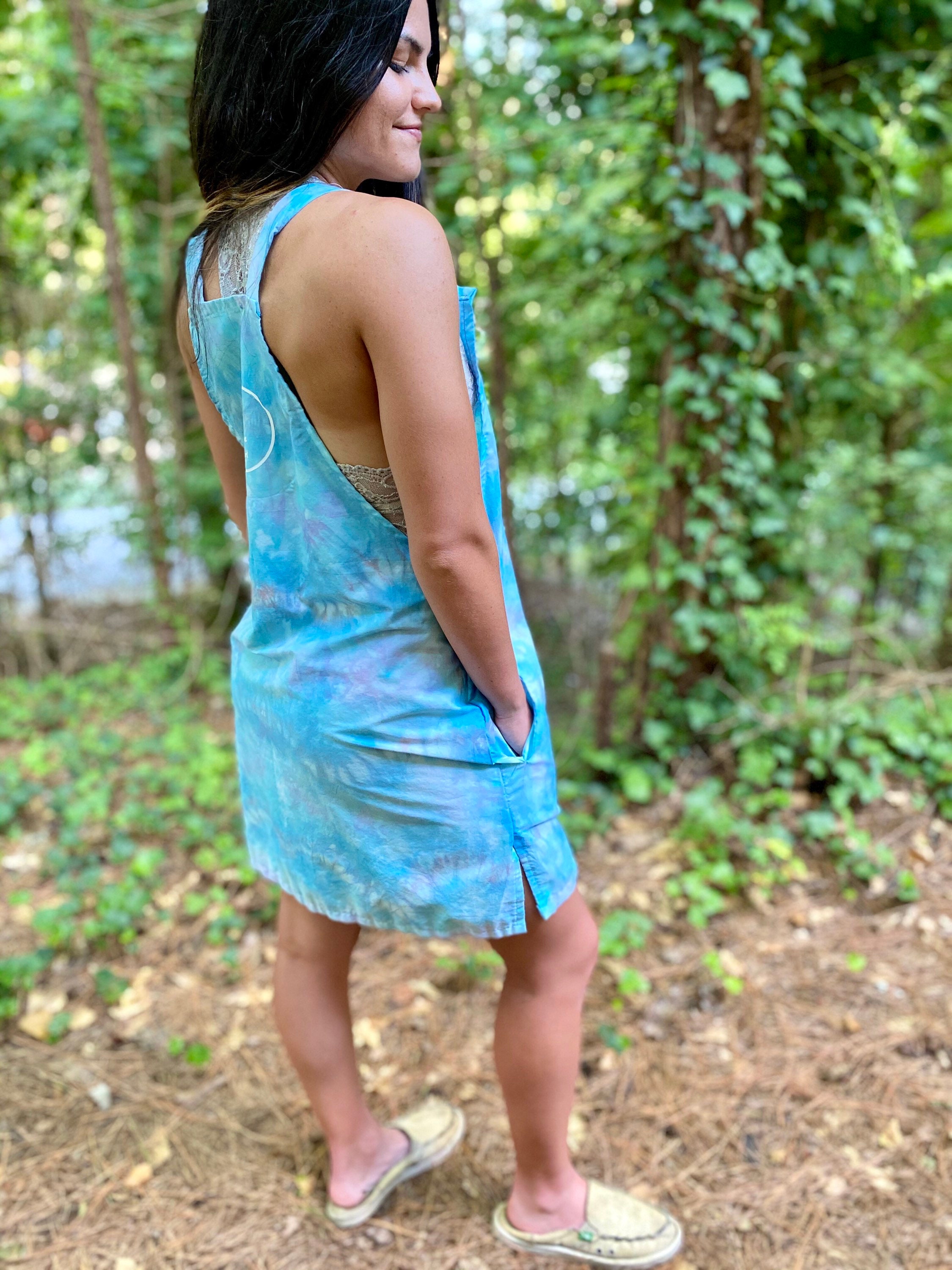 Wavy Overall Dress, Tie Dye Overall Dress, Handmade Overall Dress, Boho ...