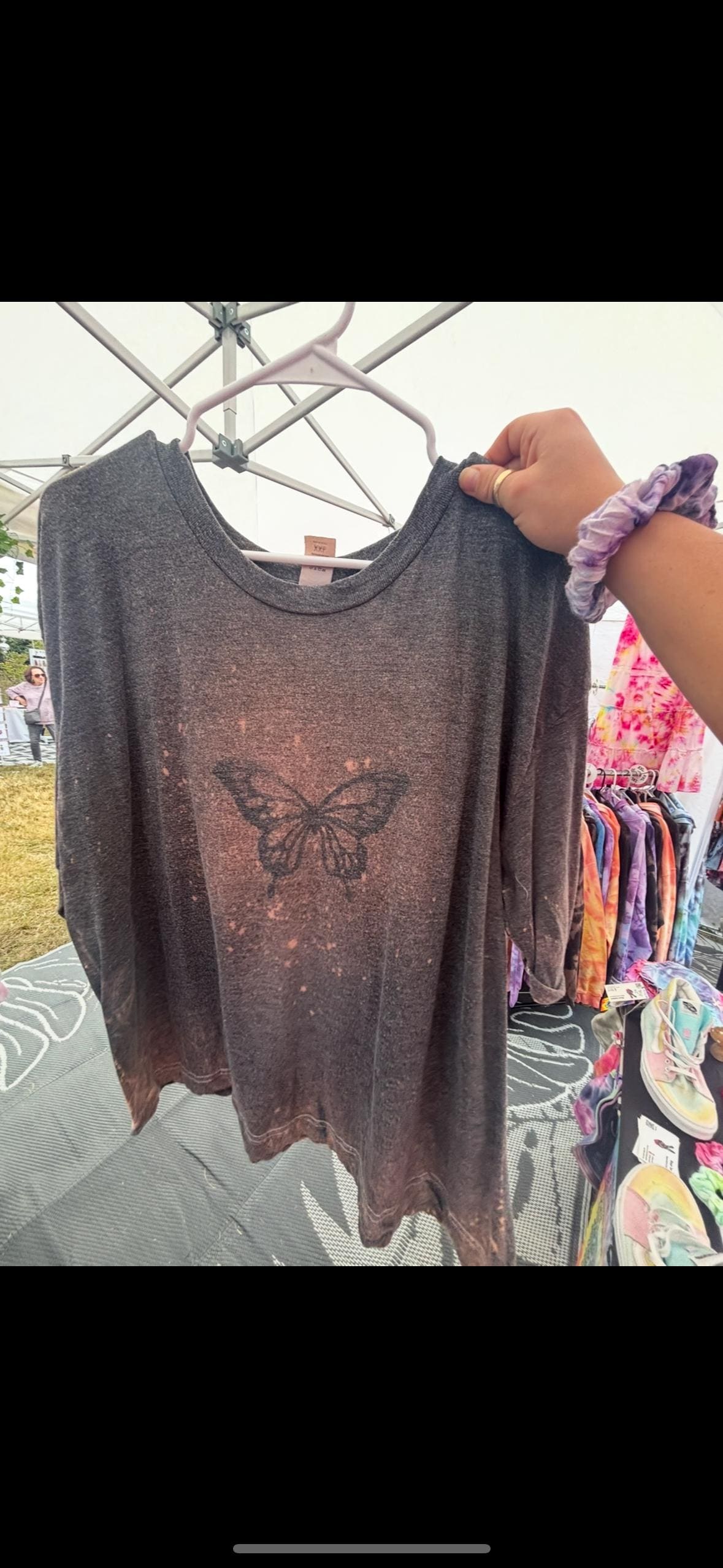Butterfly Bleach Crop Flowy Tee, Neutral Butterfly Shirt, 2XL Butterfly ...