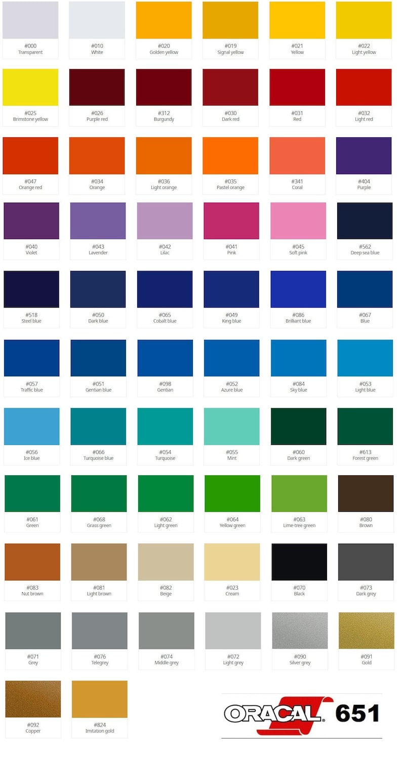 651 Oracal Permanent Crafting Vinyl, for Sticker, Works With Cricut ...